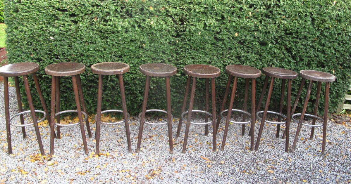Eight Beech Wood Bar Stools. | French Country Antiques