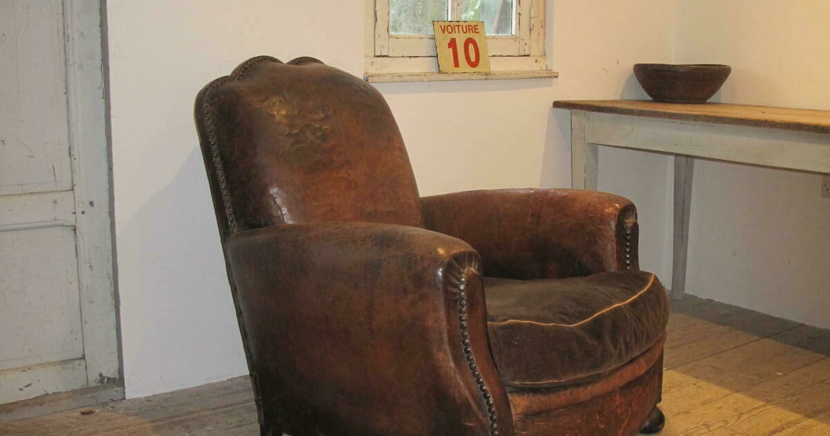 Large Antique Leather Chair | French Country Antiques